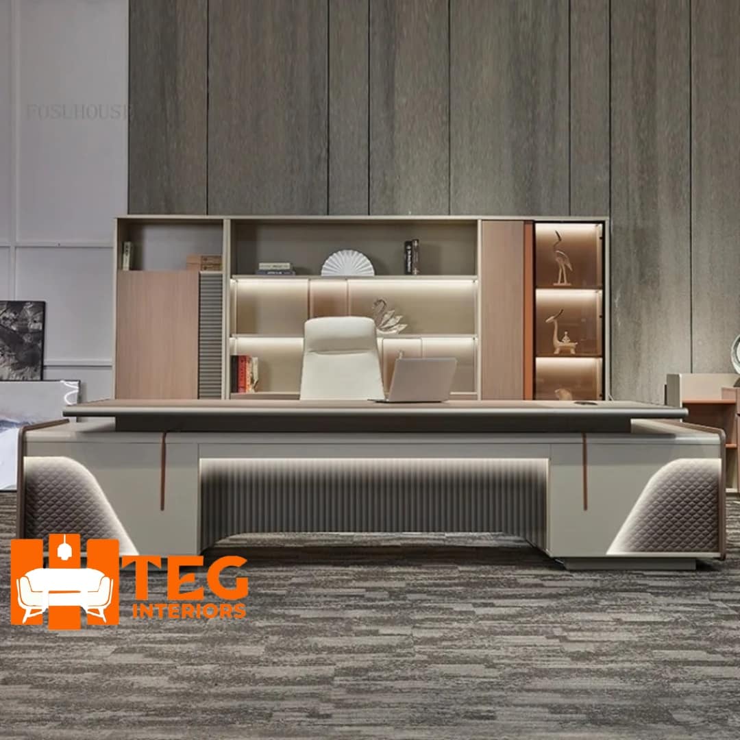 Executive Office Table and Bookshelf Table 2.8metres Shelf 2.7metres ...