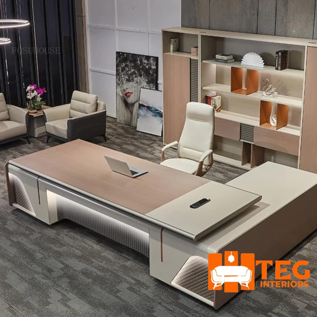 Executive Office Table and Bookshelf Table 2.8metres Shelf 2.7metres ...